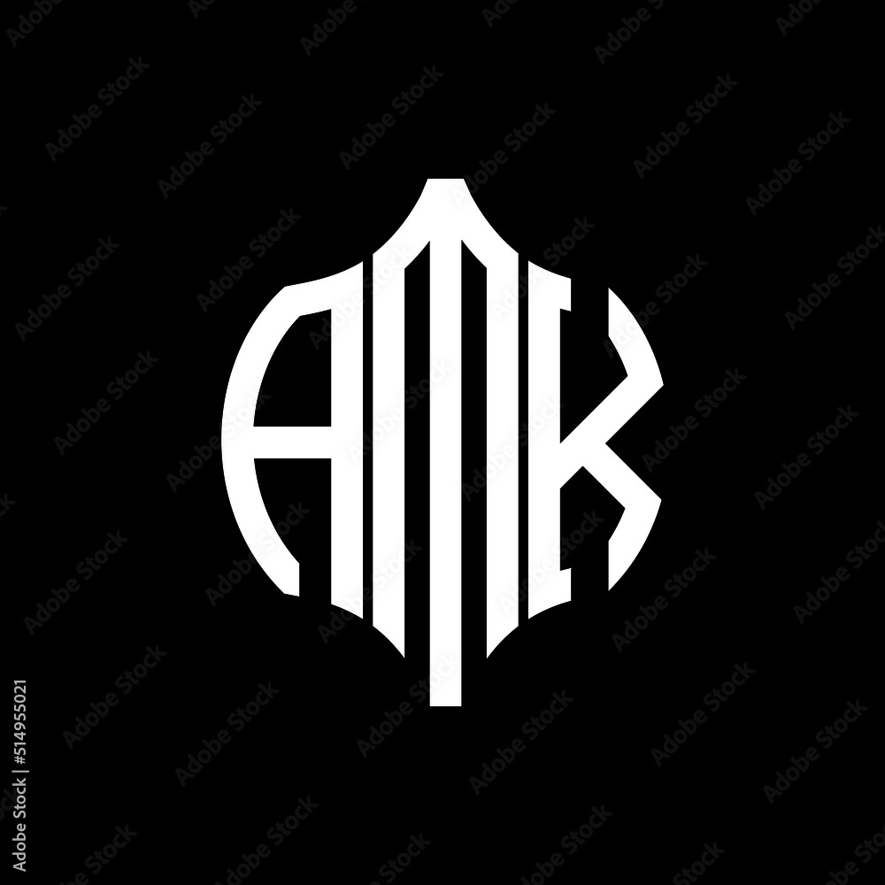 AMK letter logo. AMK best black background vector image. AMK Monogram ...