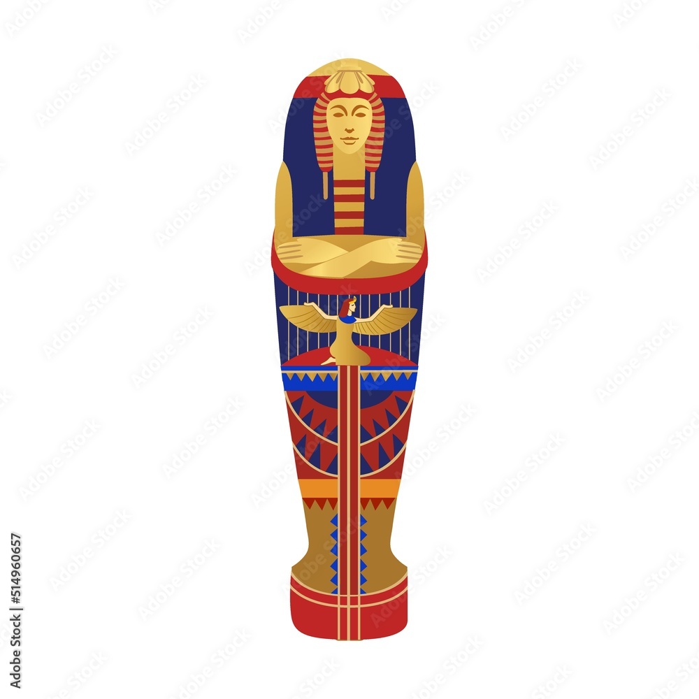 Royal sarcophagus. Golden symbols of ancient Egypt vector illustration ...