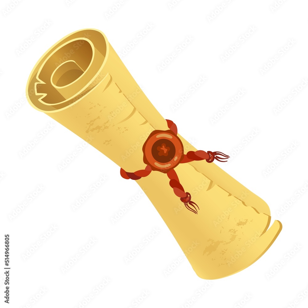 Ancient scroll with a seal. Golden symbols of ancient Egypt vector ...