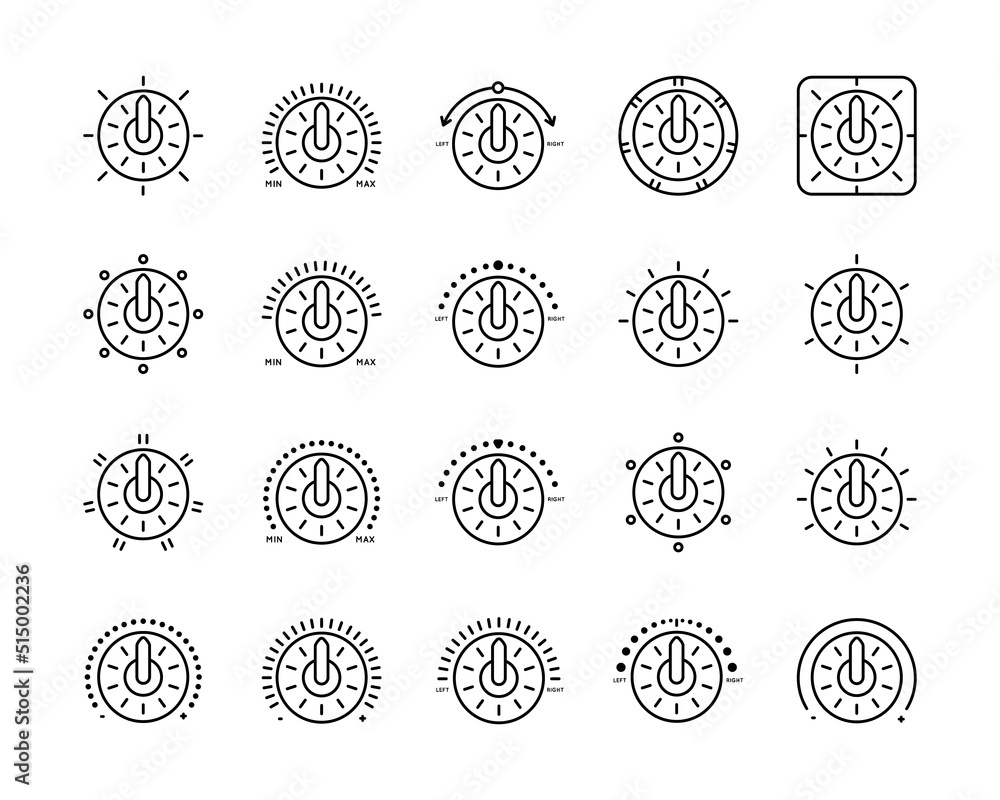 Set of Vector Icons on Theme Adjustment, Mode Selection, Control ...