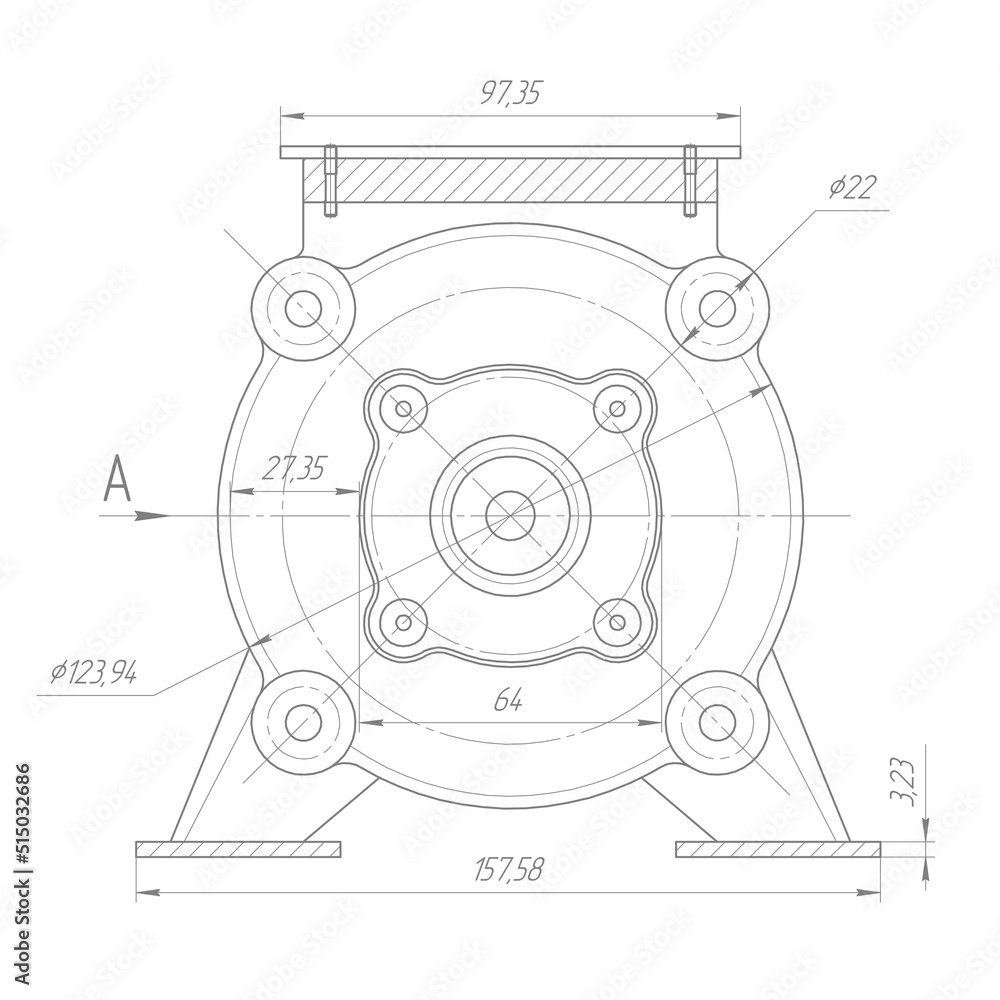 Mechanical Engineering drawing.Technical drawing .Vector illustration ...