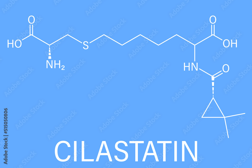 Skeletal formula of Cilastatin molecule. Dehydropeptidase inhibitor ...