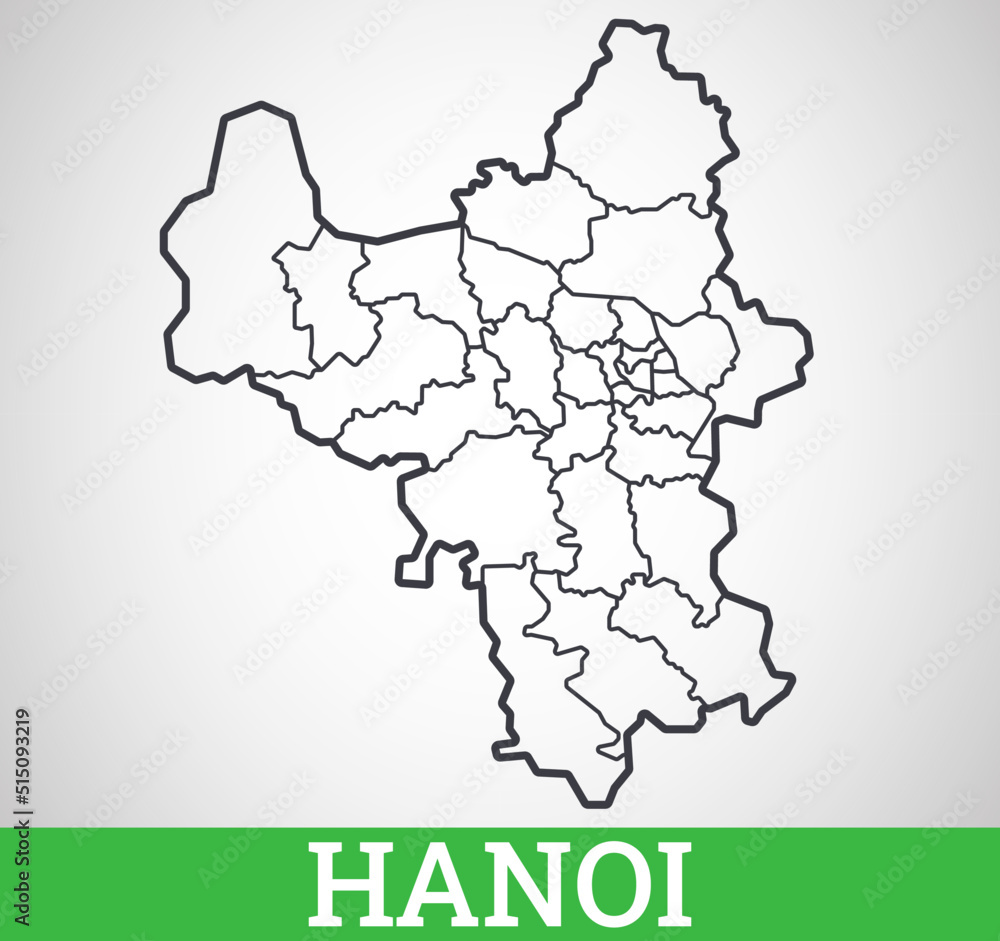 Simple outline map of Hanoi, Vietnam. Vector graphic illustration ...