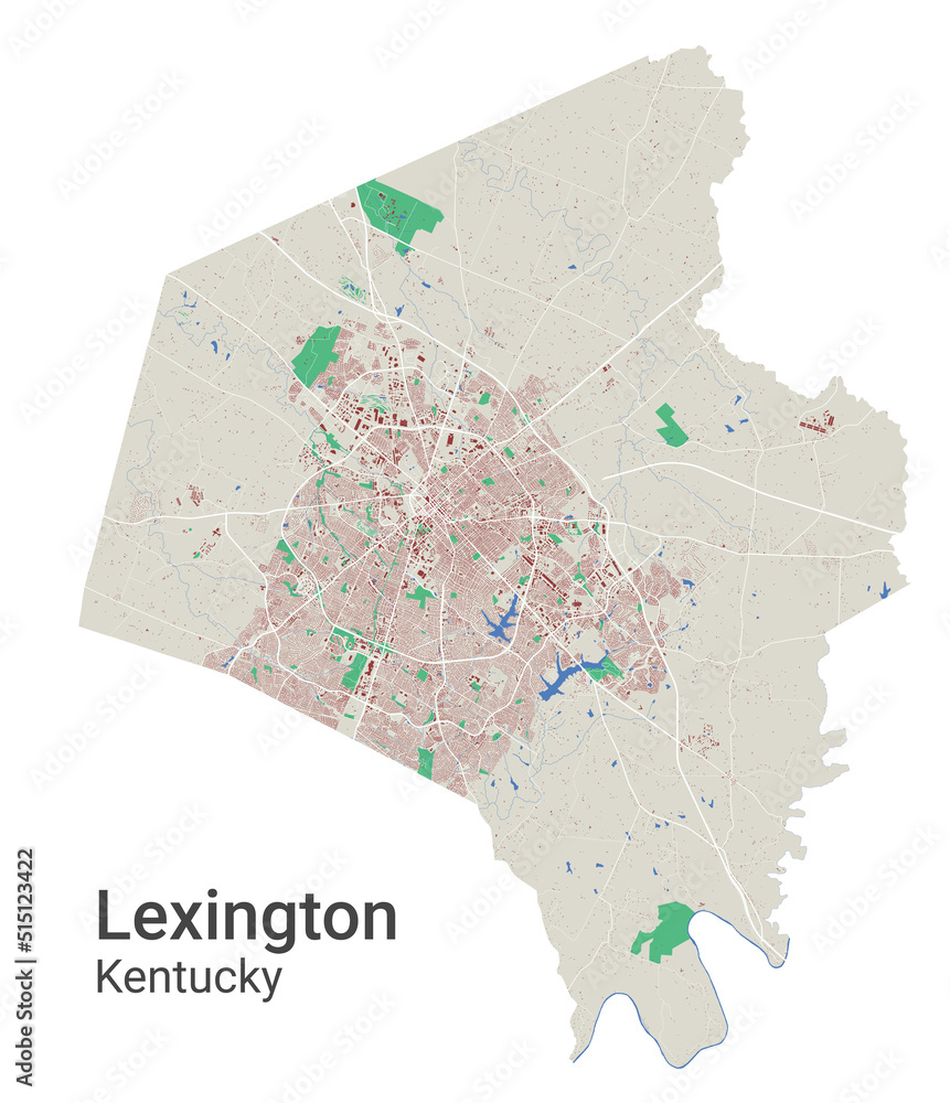 Lexington vector map. Detailed map of Lexington city administrative ...