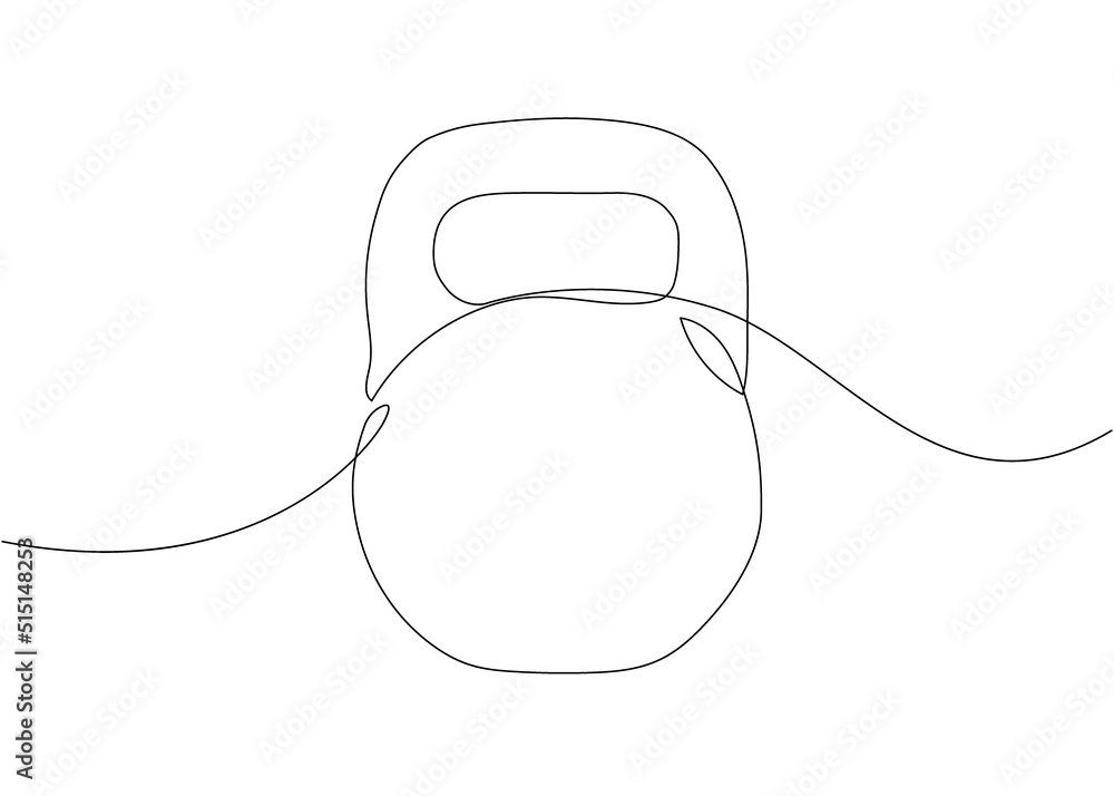 Sports kettlebell one line art. Continuous line drawing of sport ...