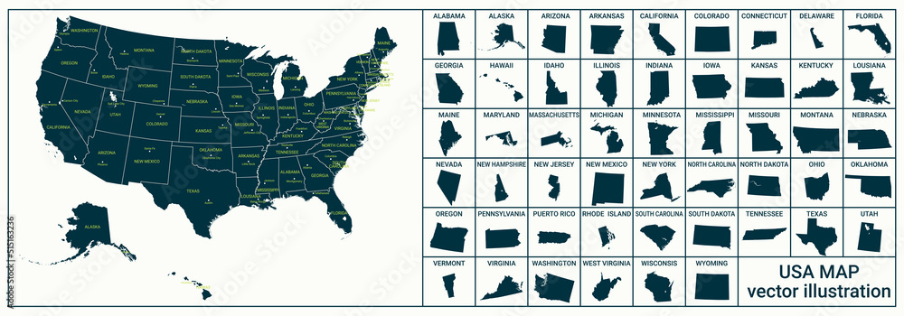 Usa Map With State Names And Capitals USA Map With Geographical State