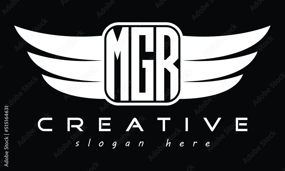 MGR three Letter Wings Flying Initial wing symbol minimalist creative ...