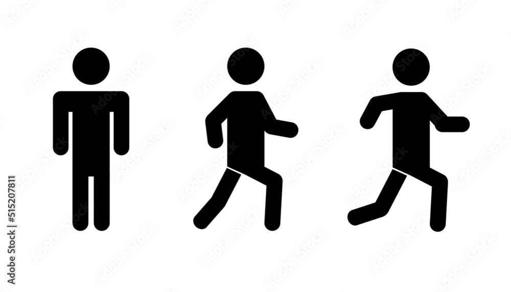 Vector image of a running standing and walking man. Symbol of ...