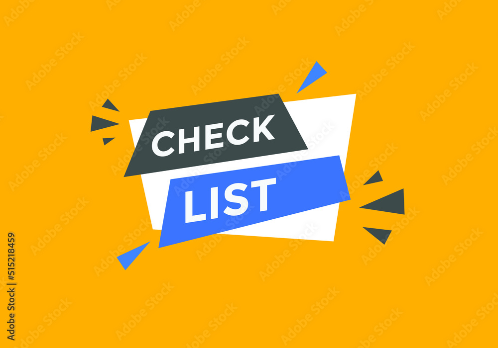 Check list text button label template. Check list on speech bubble ...