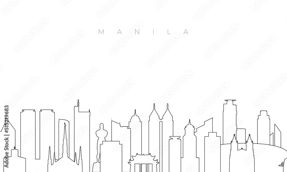 Outline Manila skyline. Trendy template with Manila city buildings and ...