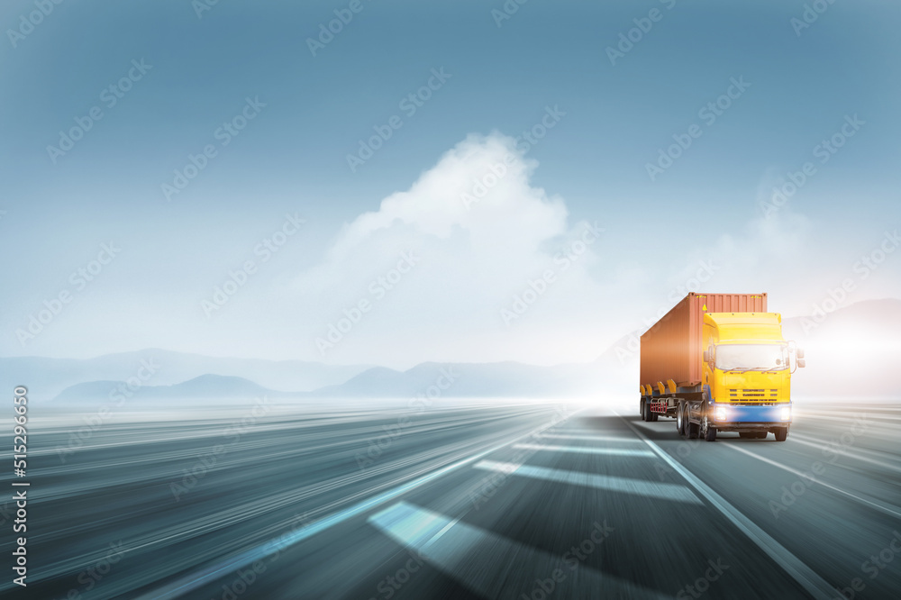 Transportation and logistics concept of Container Truck on highway road ...