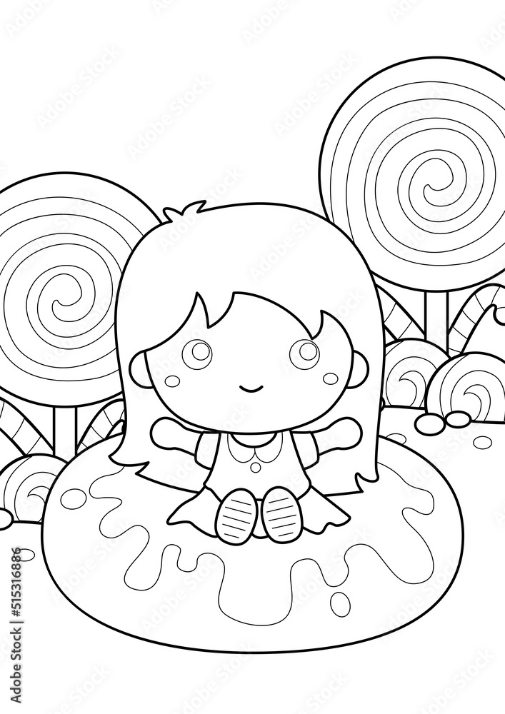 Candyland coloring pages A4 for kids and adult Stock Illustration ...