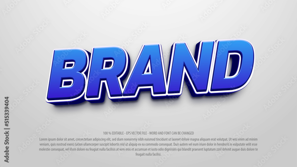 Brand bold 3d style editable text effect Stock Vector | Adobe Stock