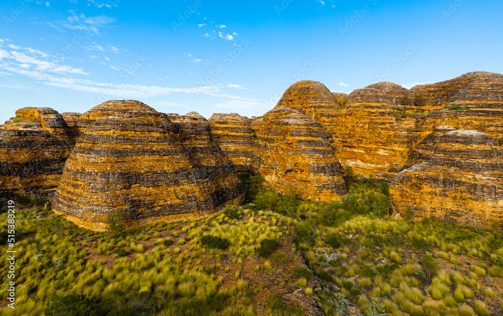Banded beehive shaped sandstone formations at the Bungle Bungle ...