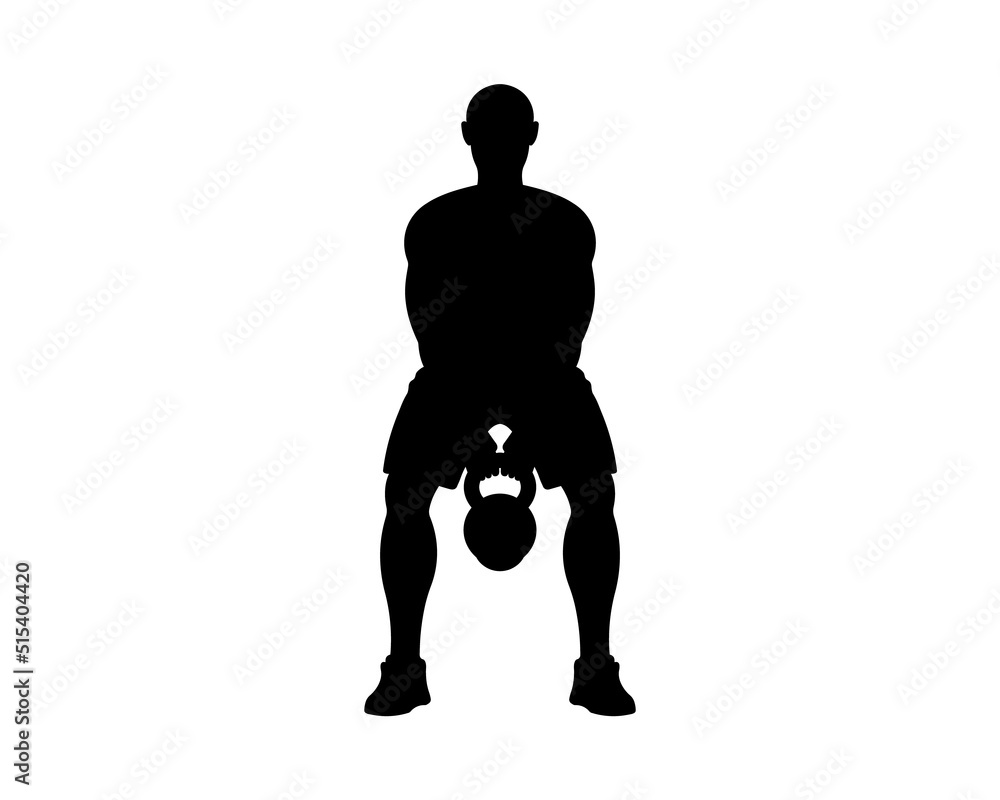 Vetor Body builder lifting weights silhouette. Male bodybuilder icon ...
