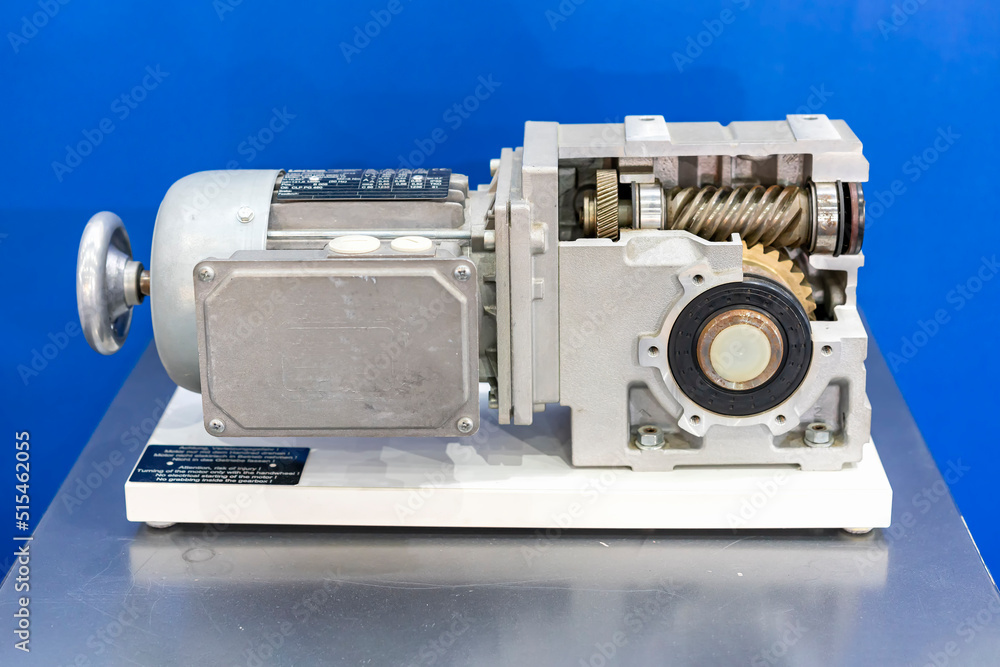 cross section show metal helical gear or cogs gear bearing housing ...