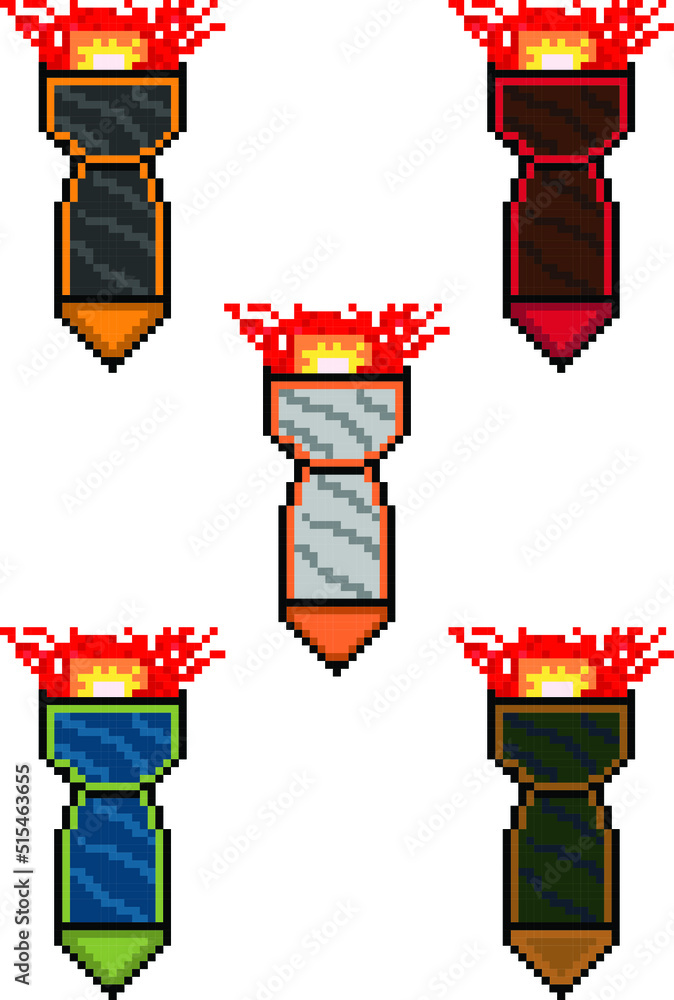 Vector de Stock Bomb pixel art set. explosion pixel art minecraft ...