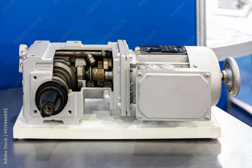 cross section show metal various cogs gear bearing housing shaft and ...