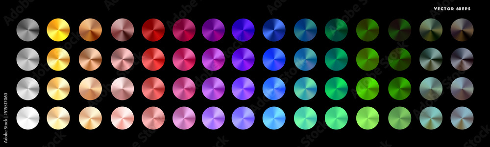 เวกเตอร์ Stock Multi colored radial gradient set. Collection of shiny ...