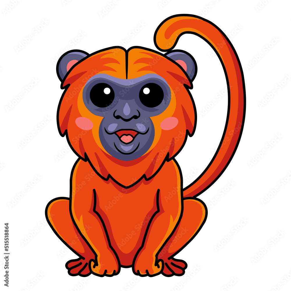 Cute red howler monkey cartoon sitting Stock Vector | Adobe Stock
