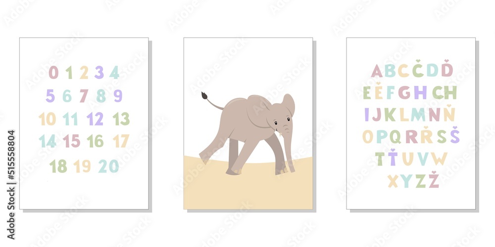 Set of educational posters for children. Colorful vector alphabet ...