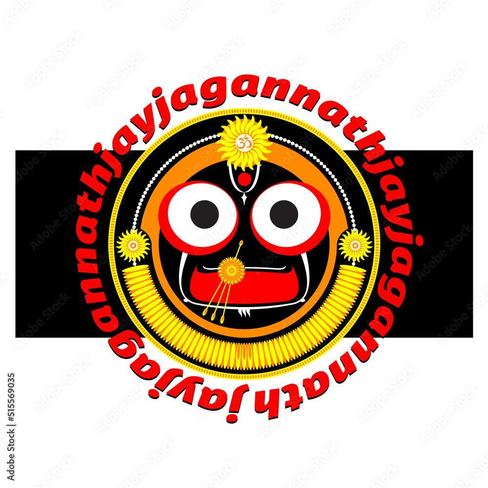 Sign of Hindu God Jagannath with the inscription "Jay Jagannath ...