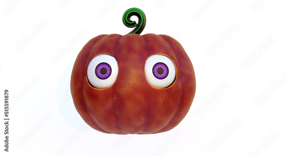 3D Jack O lanterns Halloween pumpkin orange red color scary face big ...