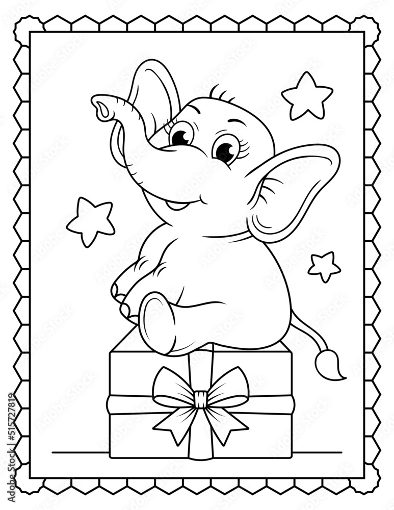 Baby Elephant cartoon funny coloring page for kids. coloring and ...