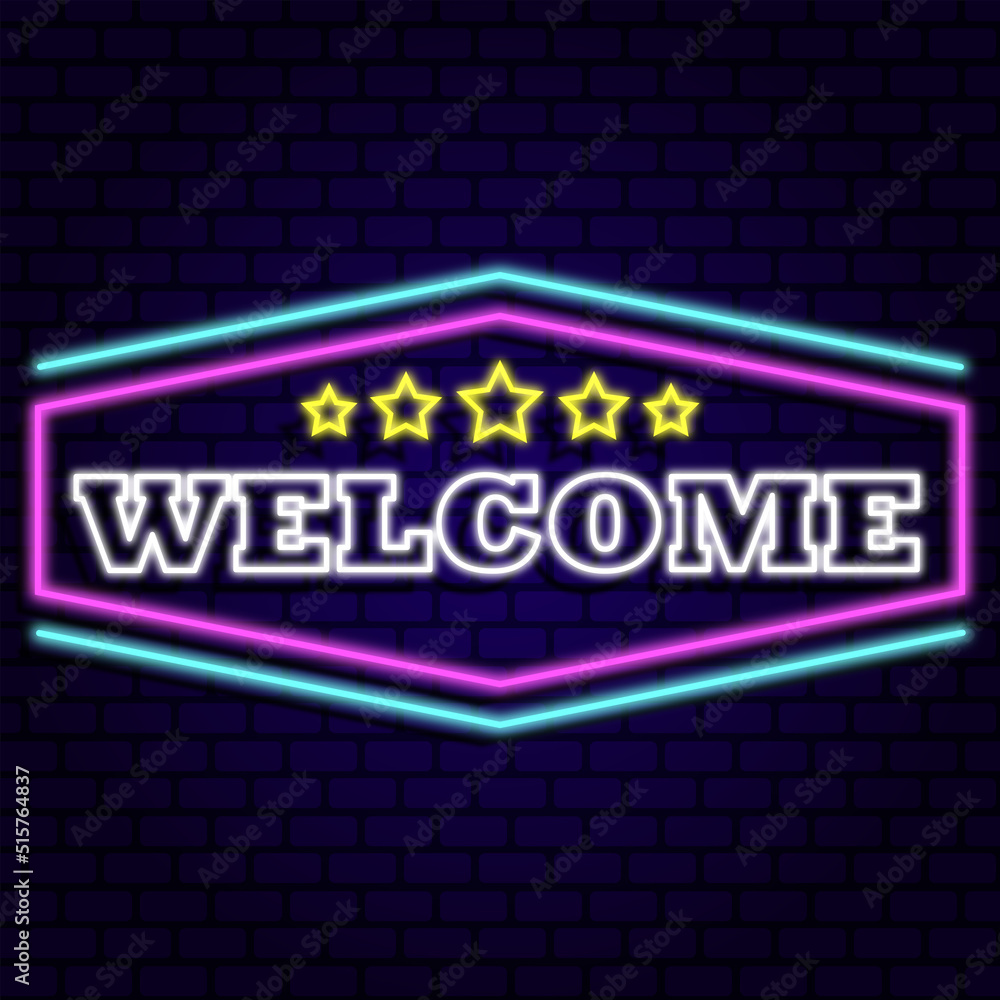 welcome neon signs style glow effect logo typography lettering ...