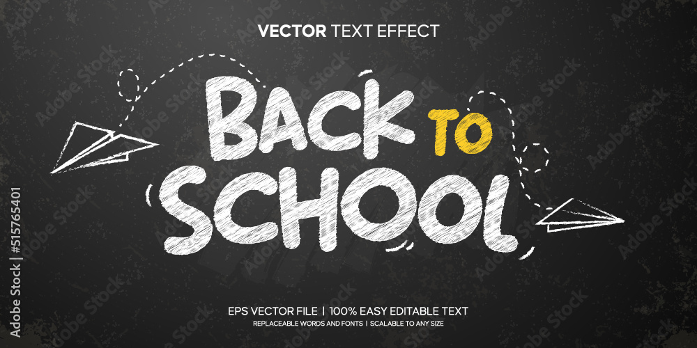 blackboard back to school chalk editable text effect Stock Vector ...