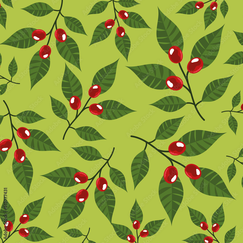coffee plants and grains pattern Stock Vector | Adobe Stock