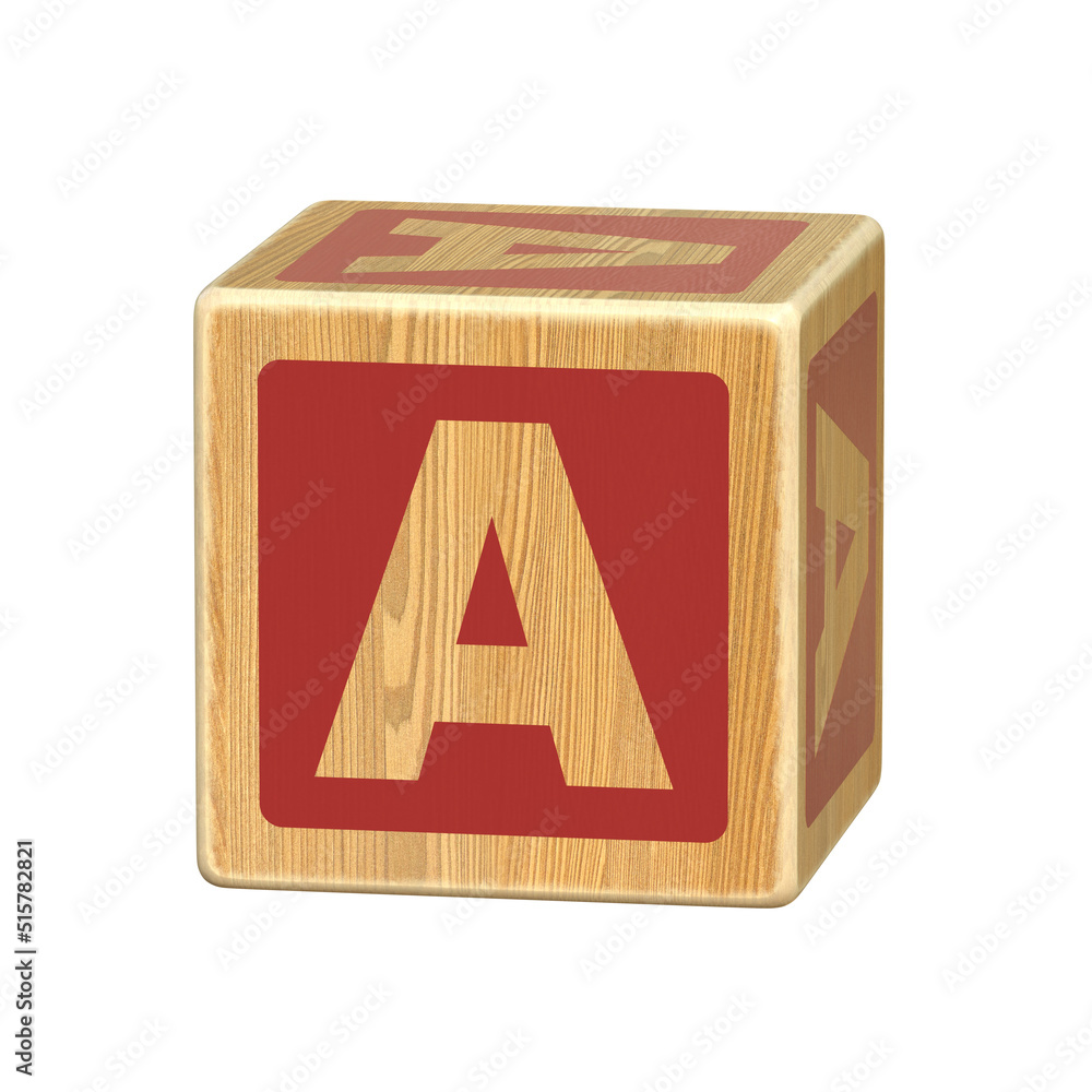 Stock-Illustration „Letter A, Wooden Blocks font for Toddlers, Wood ...