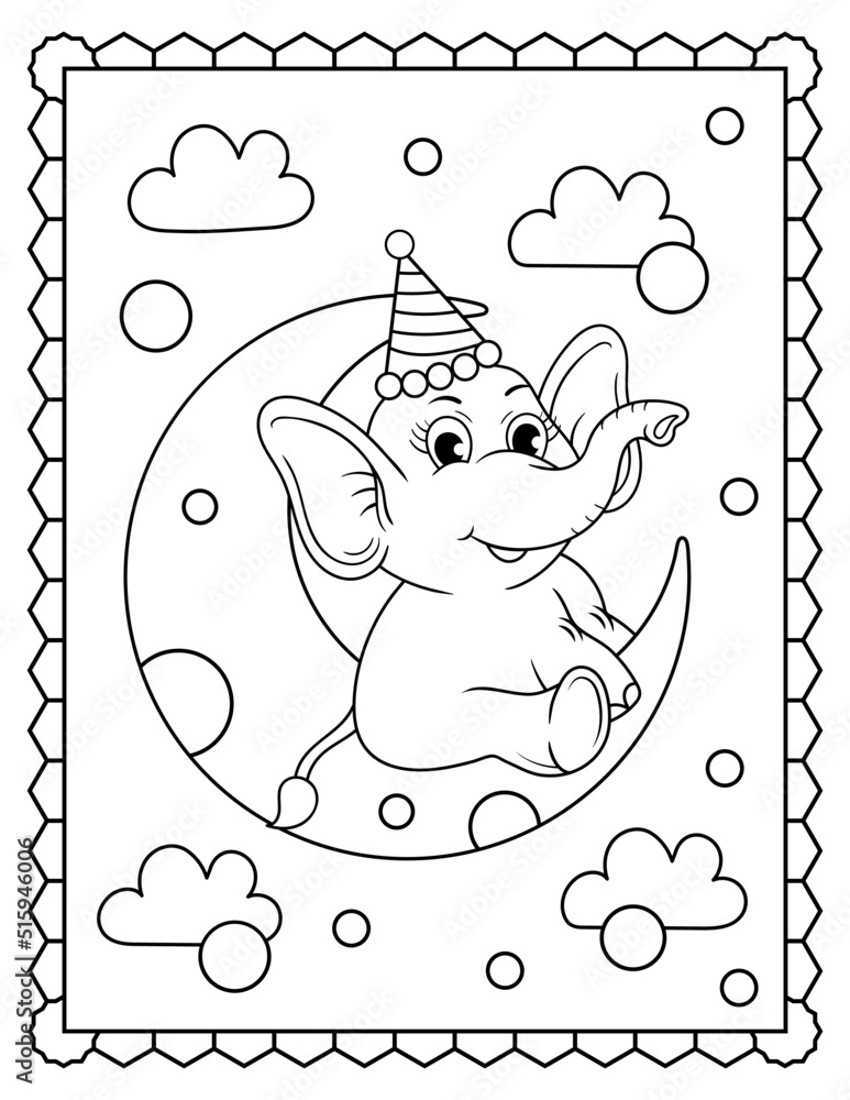 Baby Elephant cartoon funny coloring page for kids. coloring and ...