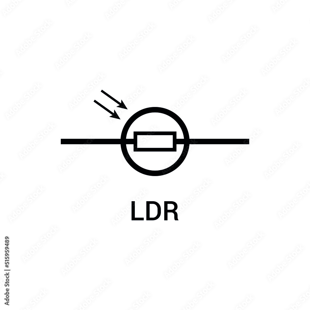 electronic symbol of photoresistor or Photocell or light-dependent ...