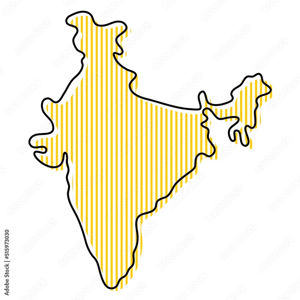 Stylized simple outline map of India icon. Stock Vector | Adobe Stock