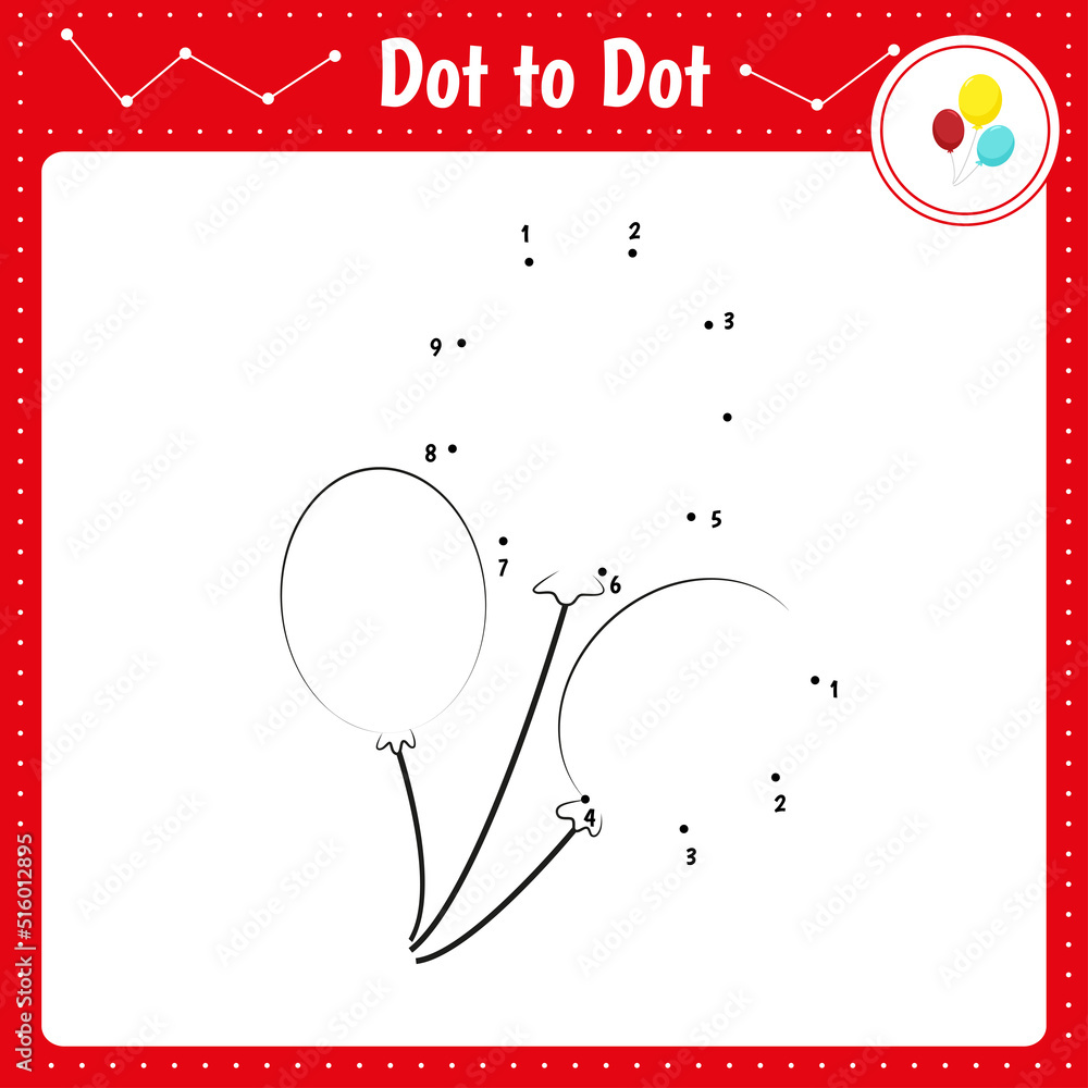 Vector de Stock Connect the dots. Colorful balloons. Dot to dot ...