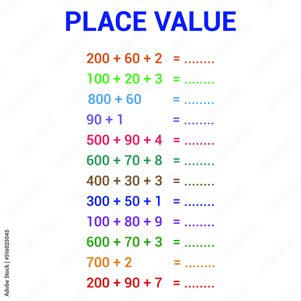place value worksheets. build a 3 digit number from the parts Stock ...