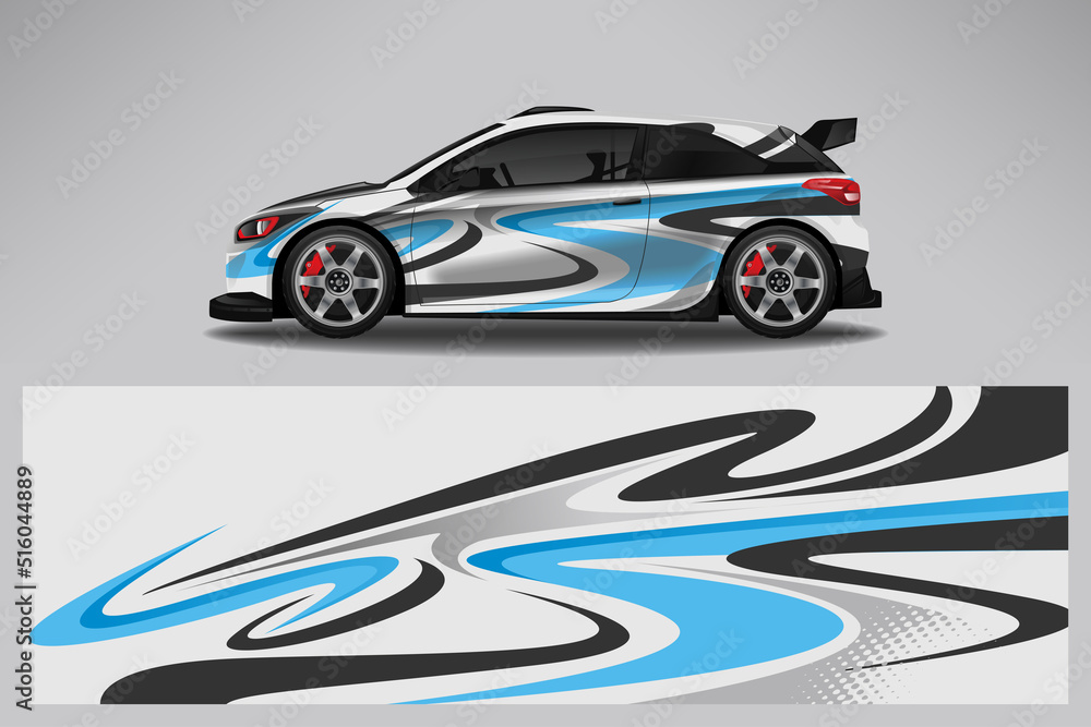Car wrap decal design vector, custom livery race rally car vehicle ...