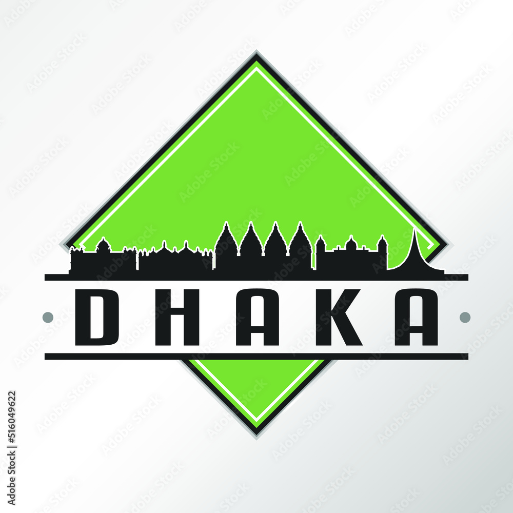 Dhaka, Bangladesh Skyline Logo. Adventure Landscape Design Vector City ...