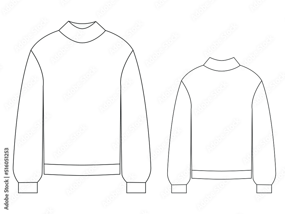 Sweater vector illustration isolated, front and back view. Technical ...