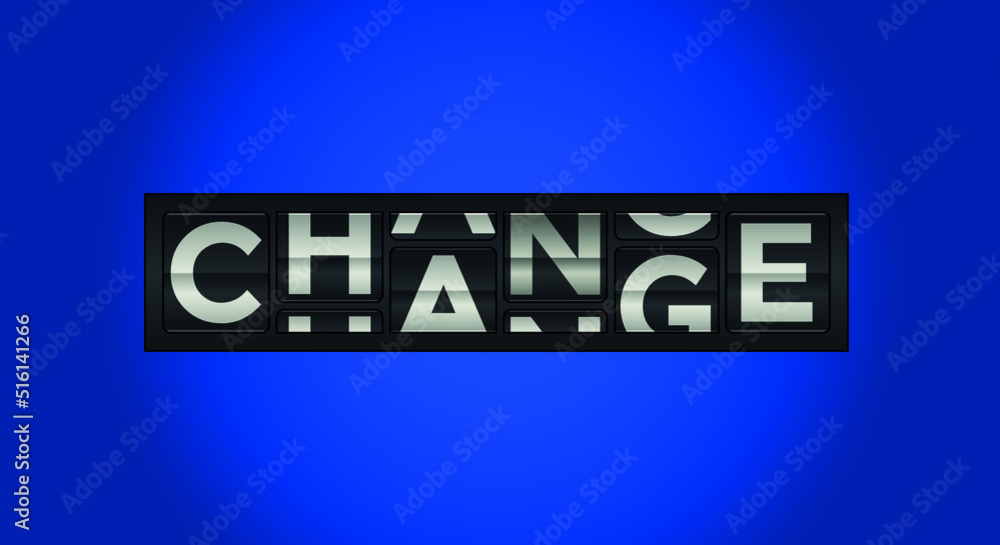 Change logo unit design. Concept of changing counter at airport arrival ...