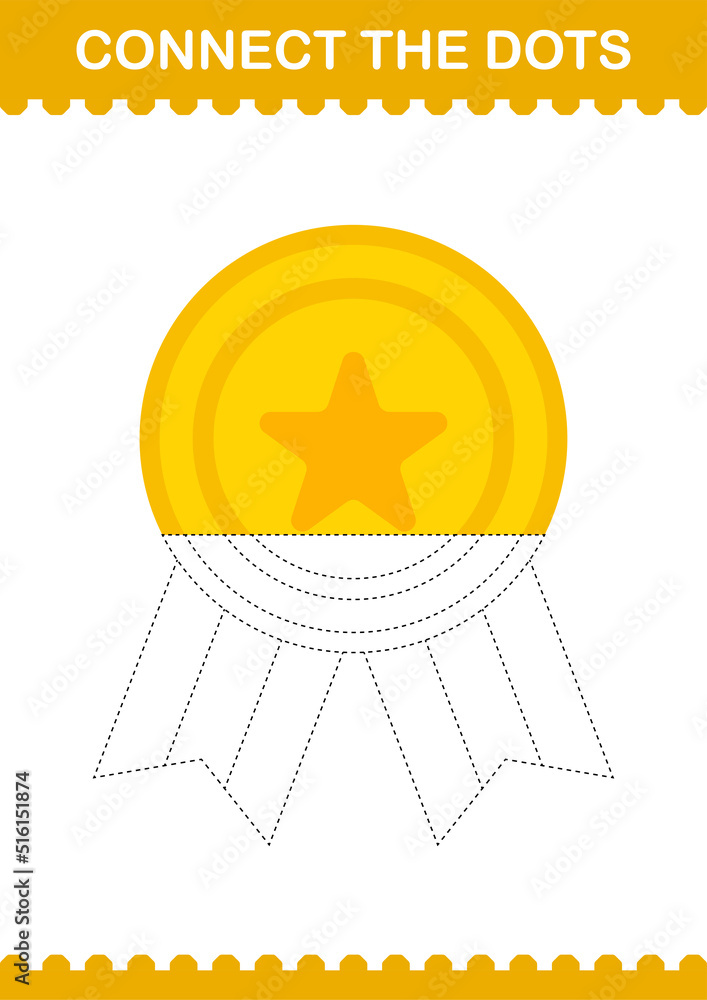 Connect the dots Award Medal. Worksheet for kids Stock Vector | Adobe Stock