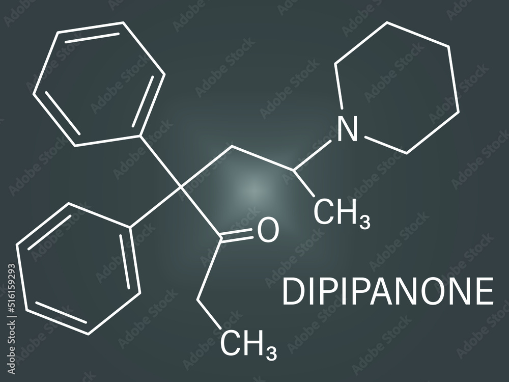 Skeletal formula of Dipipanone opioid analgesic drug molecule. Stock ...
