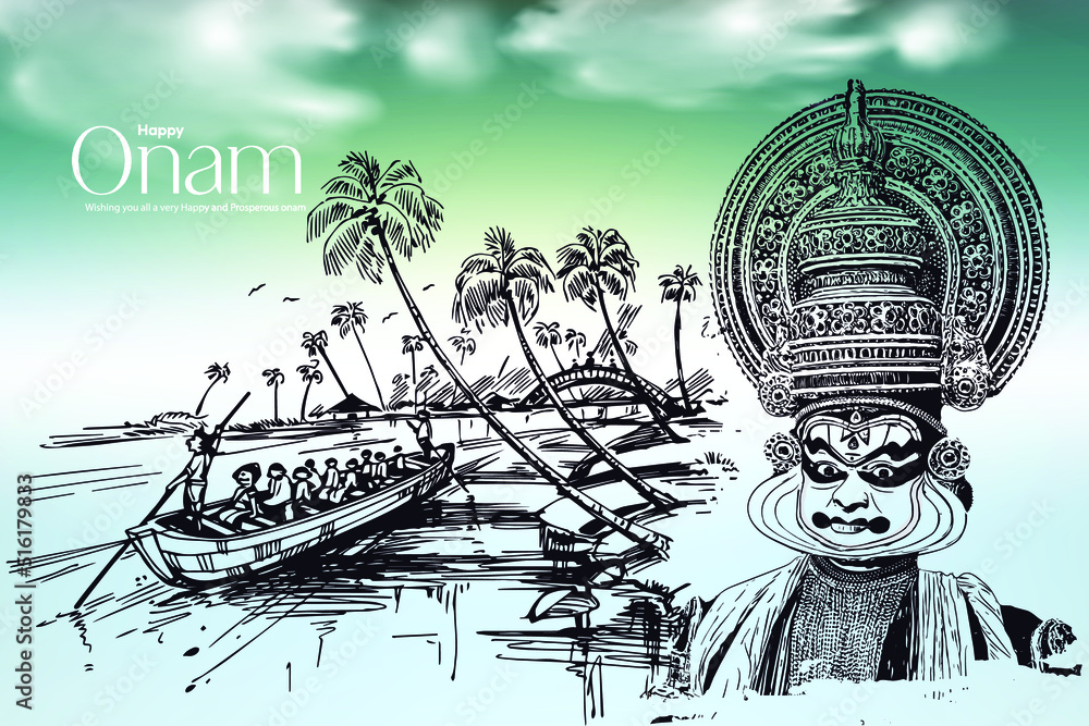 Happy Onam festival of South India Kerala Stock Vector | Adobe Stock