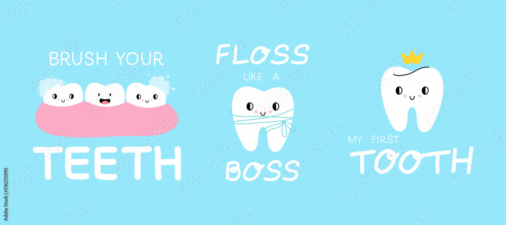 Tooth lettering set. Brush your teeth, floss like boss, and my first ...