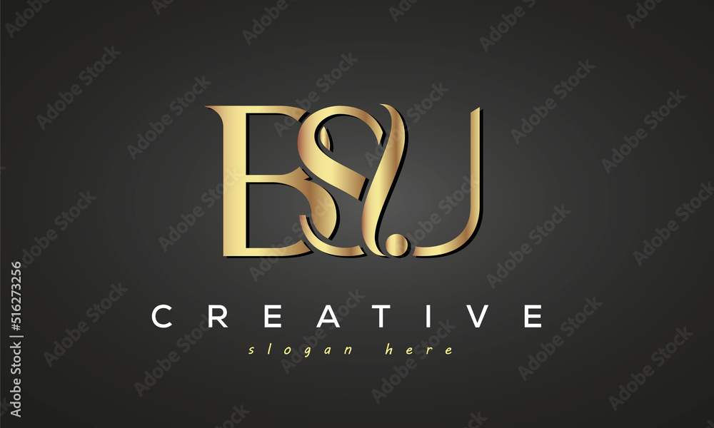 BSU creative luxury stylish logo design with golden premium look ...