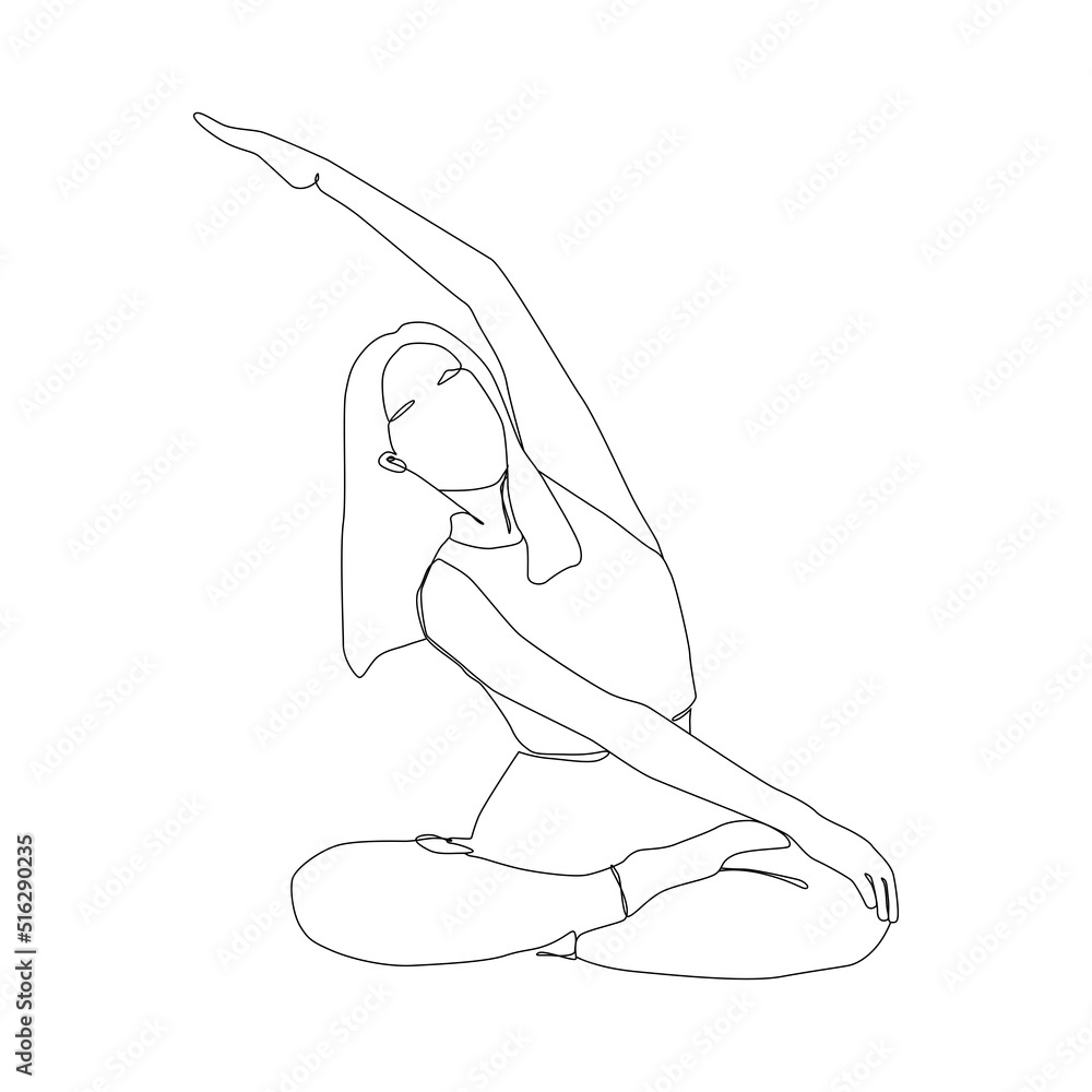 Yoga girl continuous line drawing minimalist design one line drawing of ...