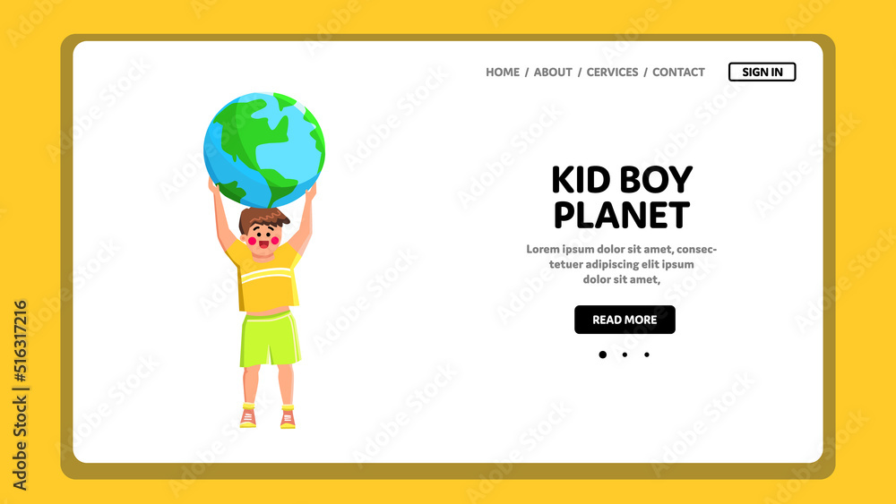 kid boy planet vector. earth environment, green science, nature globe ...