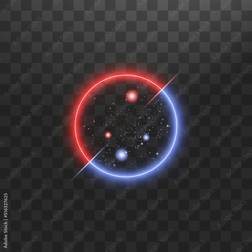 Versus VS sign in neon circle frame in transparent background. Laser ...