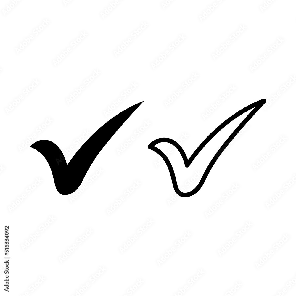 Check mark icon set. Check mark signs. Tick mark vector symbols Stock ...